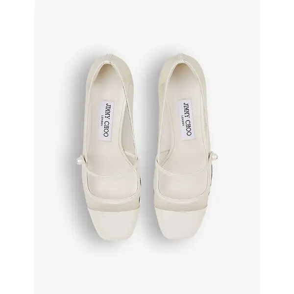 JIMMY CHOO Elisa 45 Mesh And Patent-leather Heeled Courts - Latte/latte