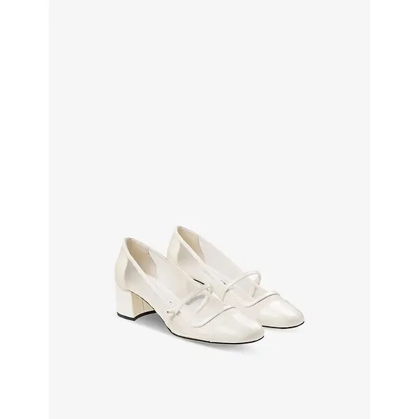 JIMMY CHOO Elisa 45 Mesh And Patent-leather Heeled Courts - Latte/latte