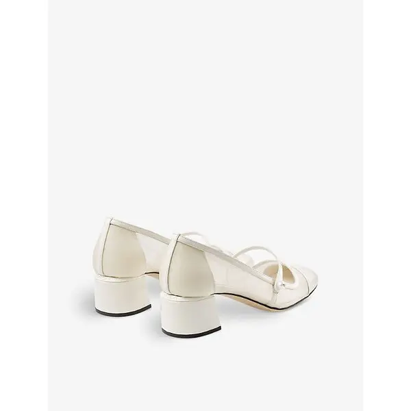 JIMMY CHOO Elisa 45 Mesh And Patent-leather Heeled Courts - Latte/latte
