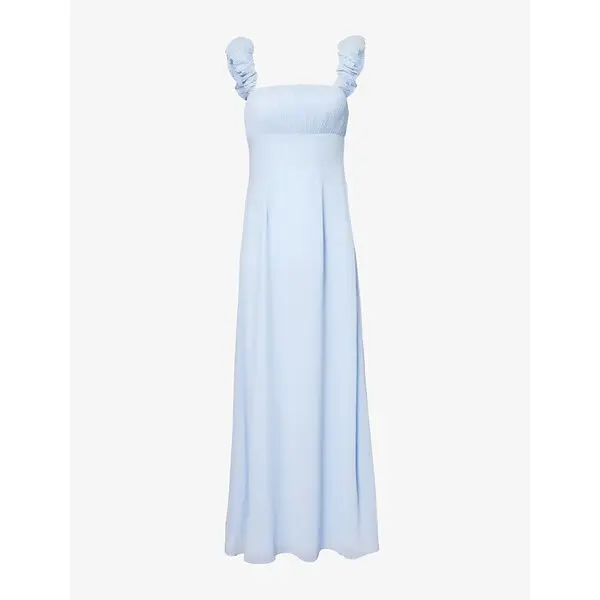 chiffon light blue bridesmaid dresses Ever-Pretty Cap Sleeve Chiffon Maxi Maxi Dress with Ruched Bodice