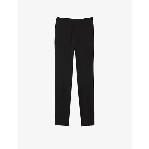 Sandro Slim-fit Tapered Wool Trousers - Noir / Gris