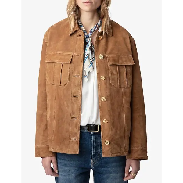 Zadig&Voltaire Kuba Flap-pocket Suede Jacket