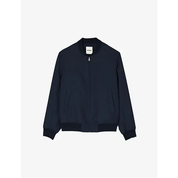 Sandro Regular-fit Wool-blend Jacket With Elasticated Cuffs - Bleus