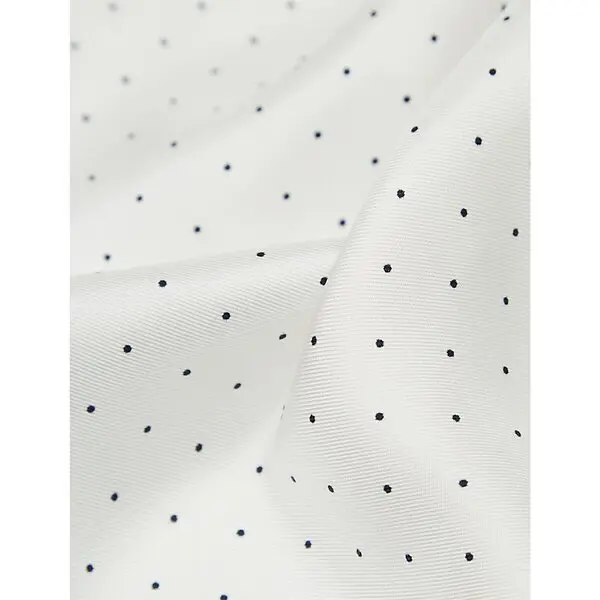 REISS Liam Polka-dot Logo-print Silk Pocket Square - White