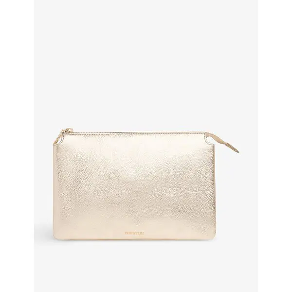 Whistles Elita Leather Clutch Bag - Gold