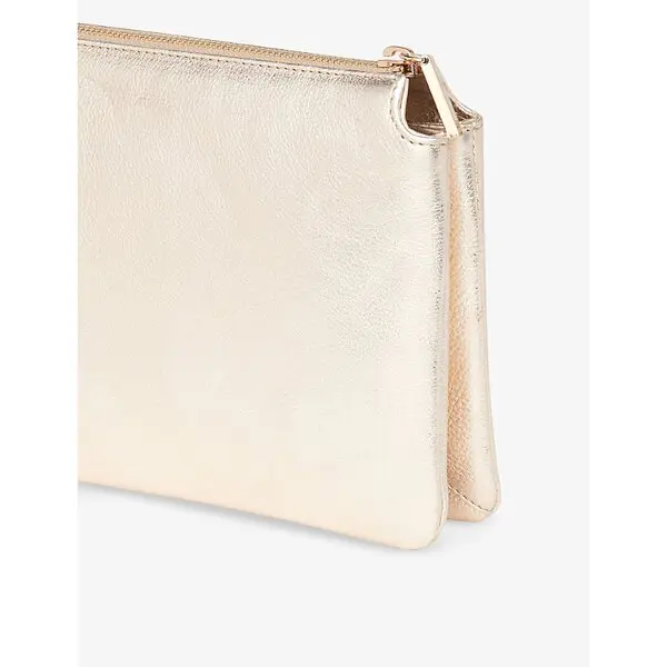 Whistles Elita Leather Clutch Bag - Gold