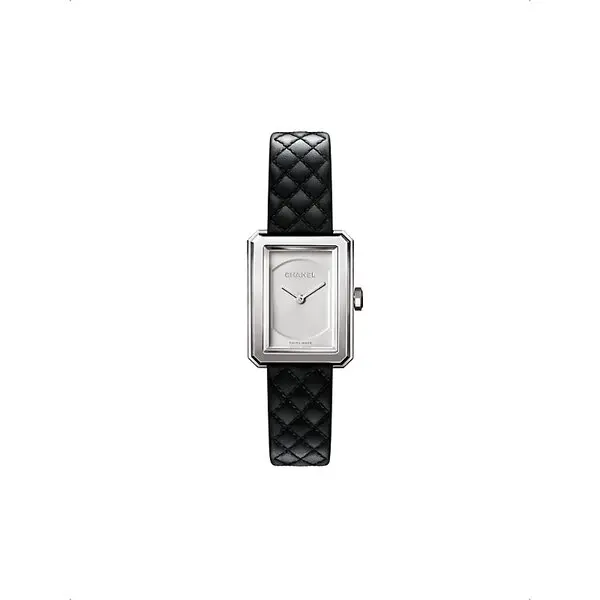 Chanel Boy·friend Steel And Leather Quartz Watch - Black & Silver