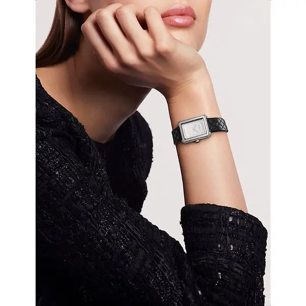 Chanel Boy·friend Steel And Leather Quartz Watch - Black & Silver