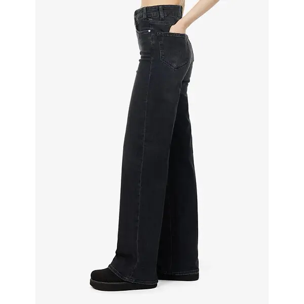 Paige Sasha " Wide-leg Denim Jeans - Viper Black Distressed