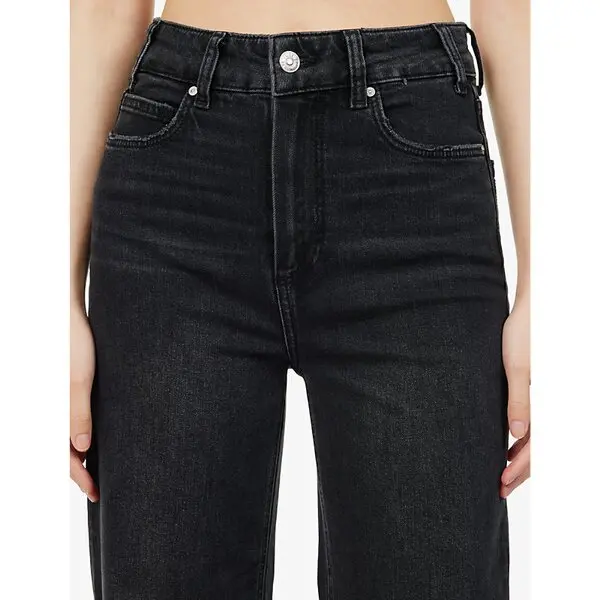 Paige Sasha " Wide-leg Denim Jeans - Viper Black Distressed