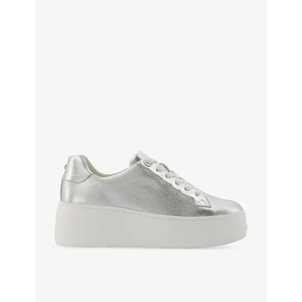 DUNE Logo-embellished Metallic Leather Low-top Trainers