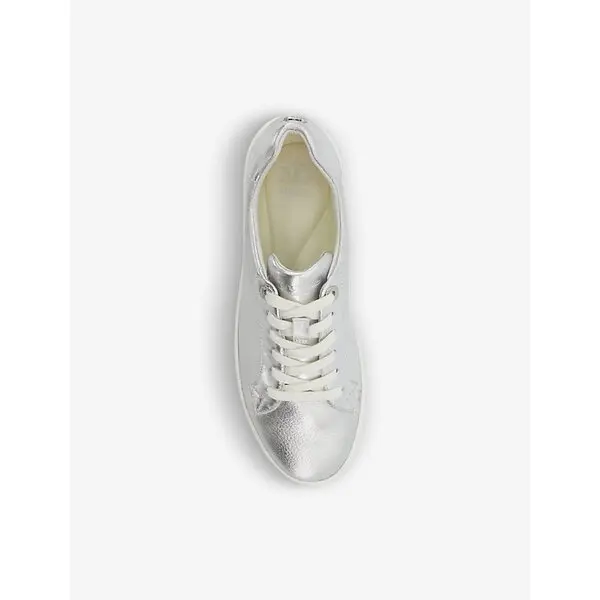 DUNE Logo-embellished Metallic Leather Low-top Trainers