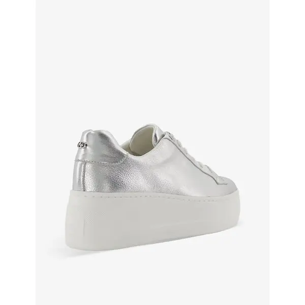 DUNE Logo-embellished Metallic Leather Low-top Trainers