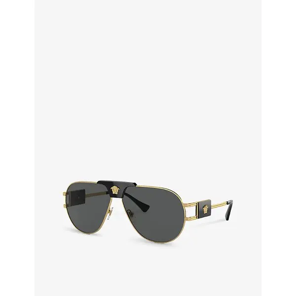 Versace Ve2252 Aviator-frame Steel Sunglasses