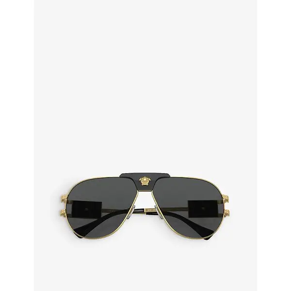 Versace Ve2252 Aviator-frame Steel Sunglasses