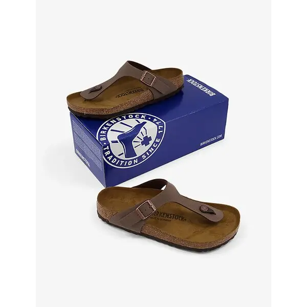 BIRKENSTOCK Branded-hardware Faux-leather Thong Sandals - Brown Moca