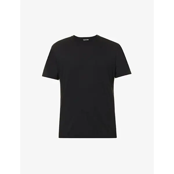 TOM FORD Brand-embroidered Crewneck Cotton-blend T-shirt - Black
