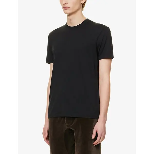 TOM FORD Brand-embroidered Crewneck Cotton-blend T-shirt - Black