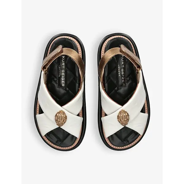 Kurt Geiger Orson Cross-strap Flat Leather Sandals - Bone