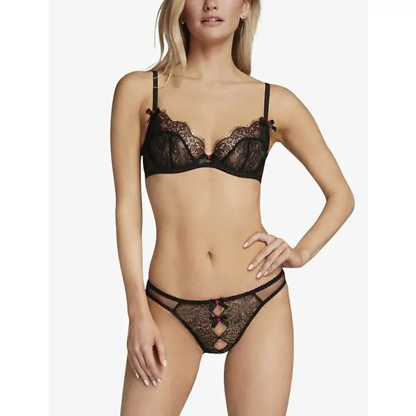 Agent Provocateur Lorna Panelled-lace And Mesh Briefs Xxxl - Black