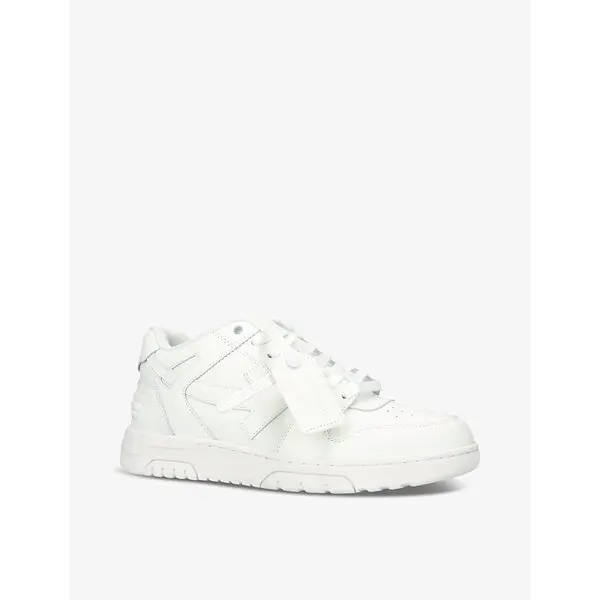 Off-White Logo-embroidered Leather Low-top Trainers - White