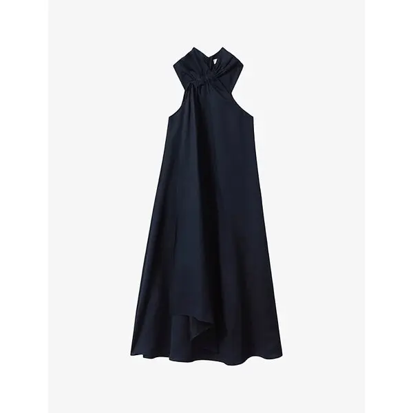 string halter neck dress Women's Bohemian Blue Cotton T-Back Maxi Dress main image 1