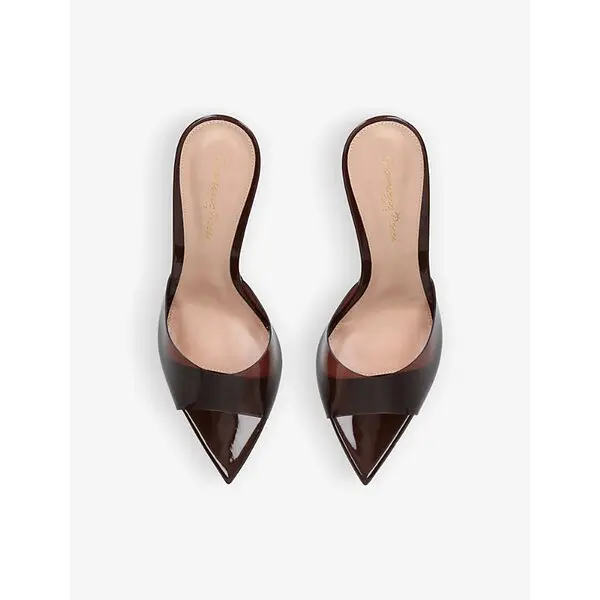 GIANVITO ROSSI Elle Leather And Pvc Heeled Mules - Brown