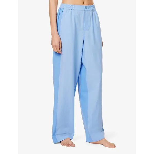 HAY Duo Relaxed-fit Mid-rise Pyjama Trousers - Sky Blue