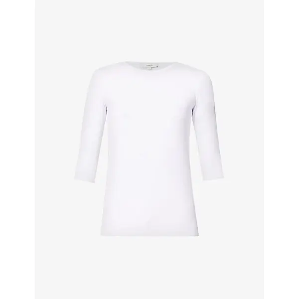 Vince Three-quarter Sleeve Ribbed Top - Optic White