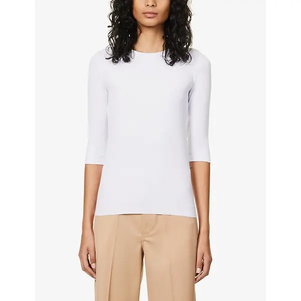 Vince Three-quarter Sleeve Ribbed Top - Optic White