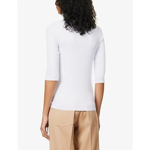 Vince Three-quarter Sleeve Ribbed Top - Optic White
