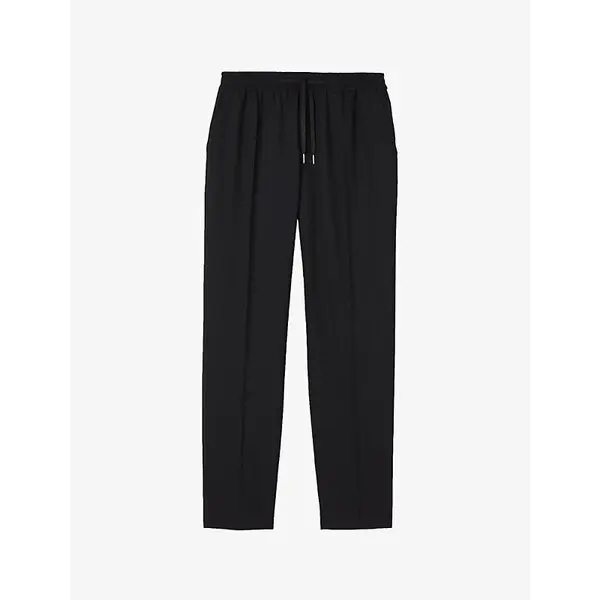 Sandro Drawstring-waist Straight-leg Wool-blend Trousers - Noir / Gris