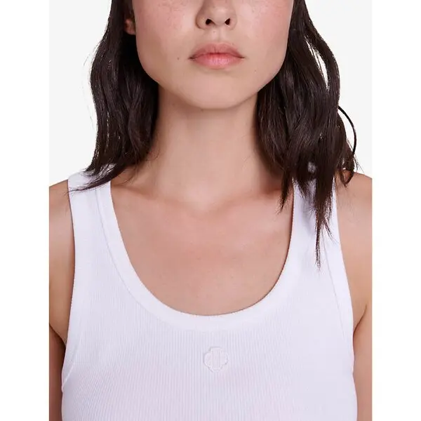 Maje Logo-embroidered Ribbed Vest - Blanc