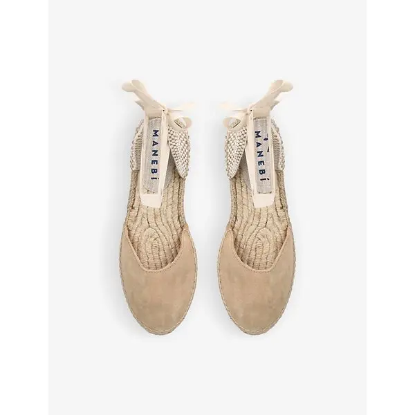 Manebí Hamptons Contrast-stitch Suede Espadrilles - Beige