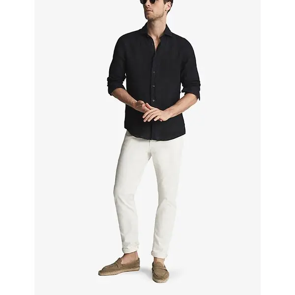 REISS Ruban Regular-fit Linen Shirt - Black