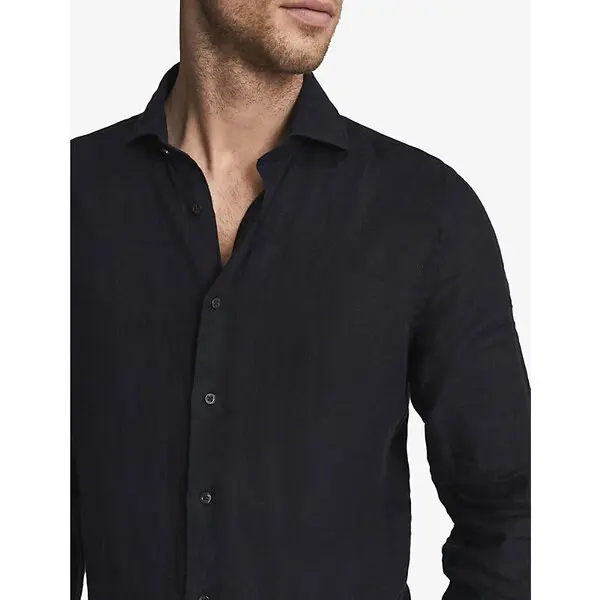 REISS Ruban Regular-fit Linen Shirt - Black