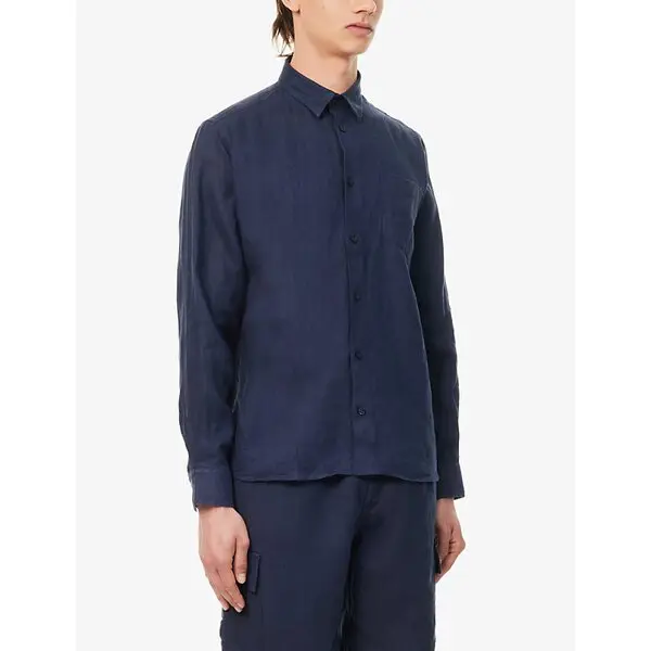 Vilebrequin Caroubis Logo-embroidered Linen Shirt - Bleu Marine