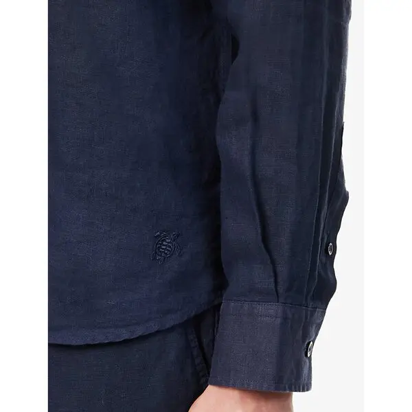 Vilebrequin Caroubis Logo-embroidered Linen Shirt - Bleu Marine