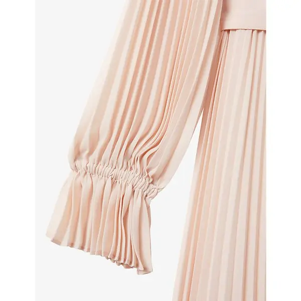 reiss priya pleated midi-dress Reiss Priya Pleated Woven Midi Dress In Nude/Black - 39% Off
