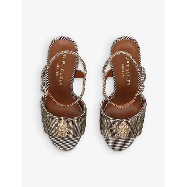 Kurt Geiger Kensington Houndstooth Woven Platform Sandals - Beige