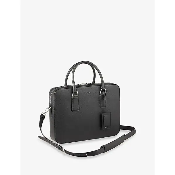 Sandro Logo-embossed Faux-leather Briefcase - Black