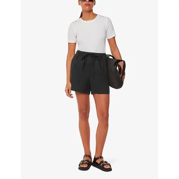 Whistles Elasticated-waist High-rise Linen Shorts