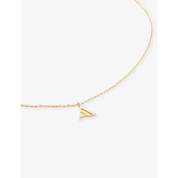Monica Vinader 14ct Solid-gold 'a' Initial Art-deco Necklace - Yellow Gold