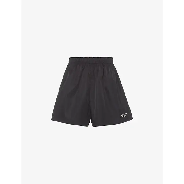 Prada Re-nylon Logo-plaque Nylon Shorts - Black