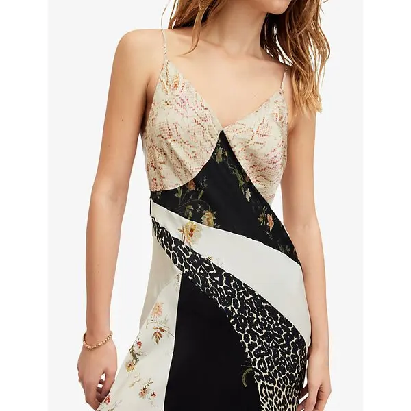 chinese dress ladies AllSaints Womens LILI Maxi Dress Black 0 at Amazon Women's Clothing store