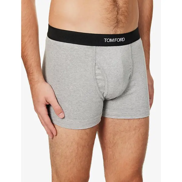 TOM FORD Logo-waistband Stretch-cotton Boxers Pack Of Two - Grey