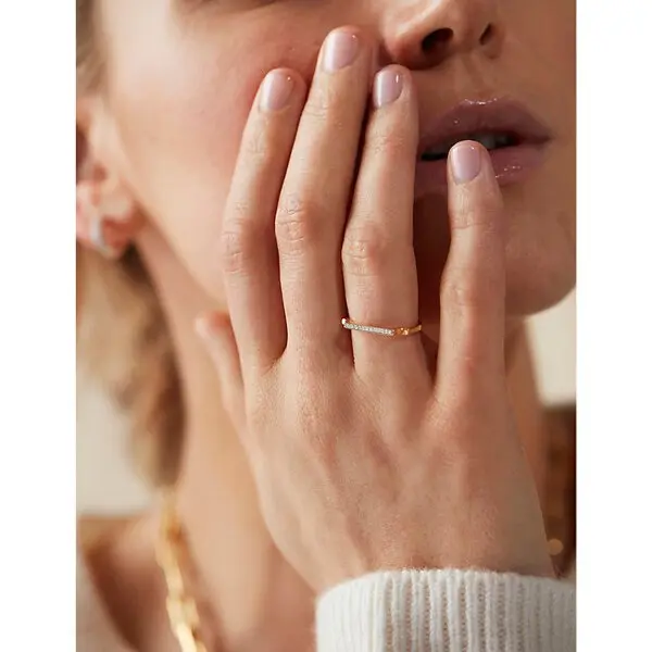 Monica Vinader Signature Thin Diamond Ring - Yellow Gold