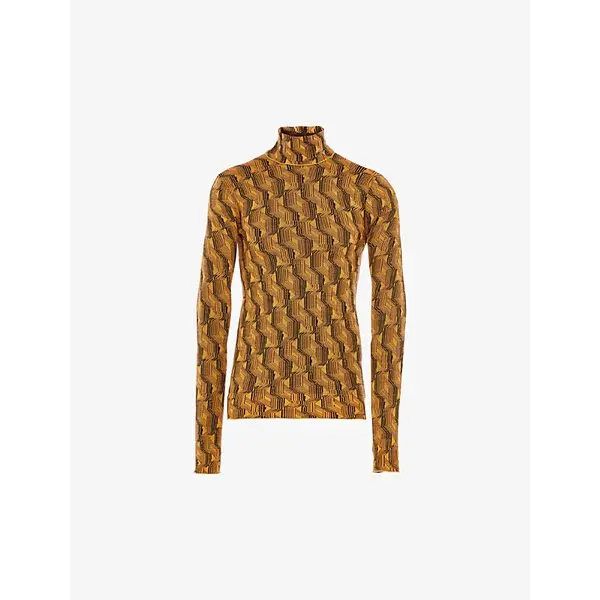 Prada Geometric-pattern Turtleneck Wool Sweatshirt - Corn Yellow