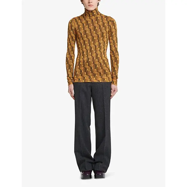 Prada Geometric-pattern Turtleneck Wool Sweatshirt - Corn Yellow