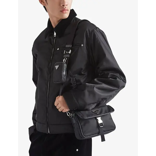 Prada Re-nylon And Leather Shoulder Bag - Black